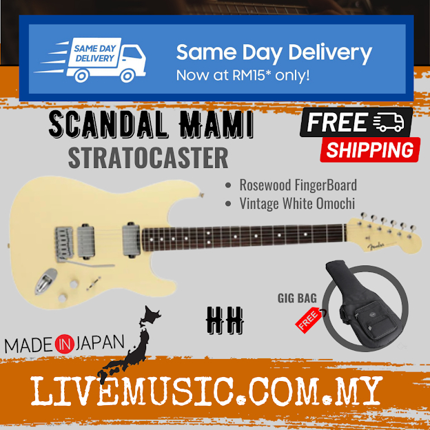 Fender Japan Scandal Mami Stratocaster Electric Guitar, RW FB, Vintage ...