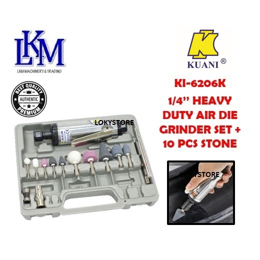 KUANI KI-6206K 1/4" Heavy Duty Air Die Grinder Set 22000RPM | Shopee ...