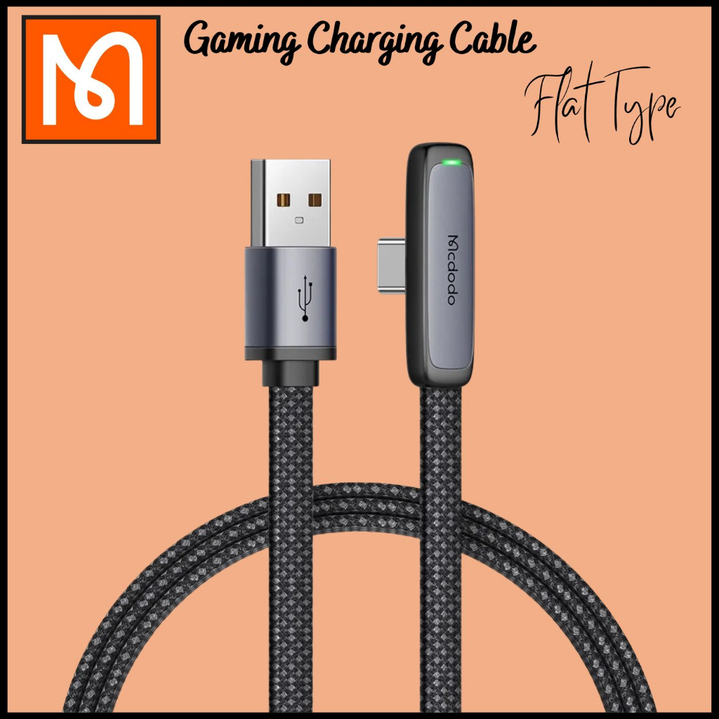 【Ready Stock】Mcdodo 1.2M Usb Cable 90 Degree Gaming Charging Cable 100W ...