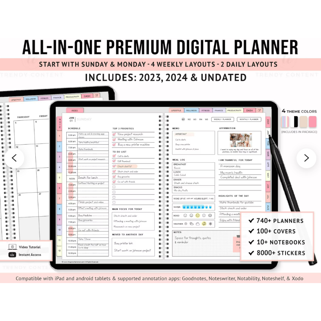 All-in-One Premium 2024/Undated Digital Planner | Shopee Malaysia