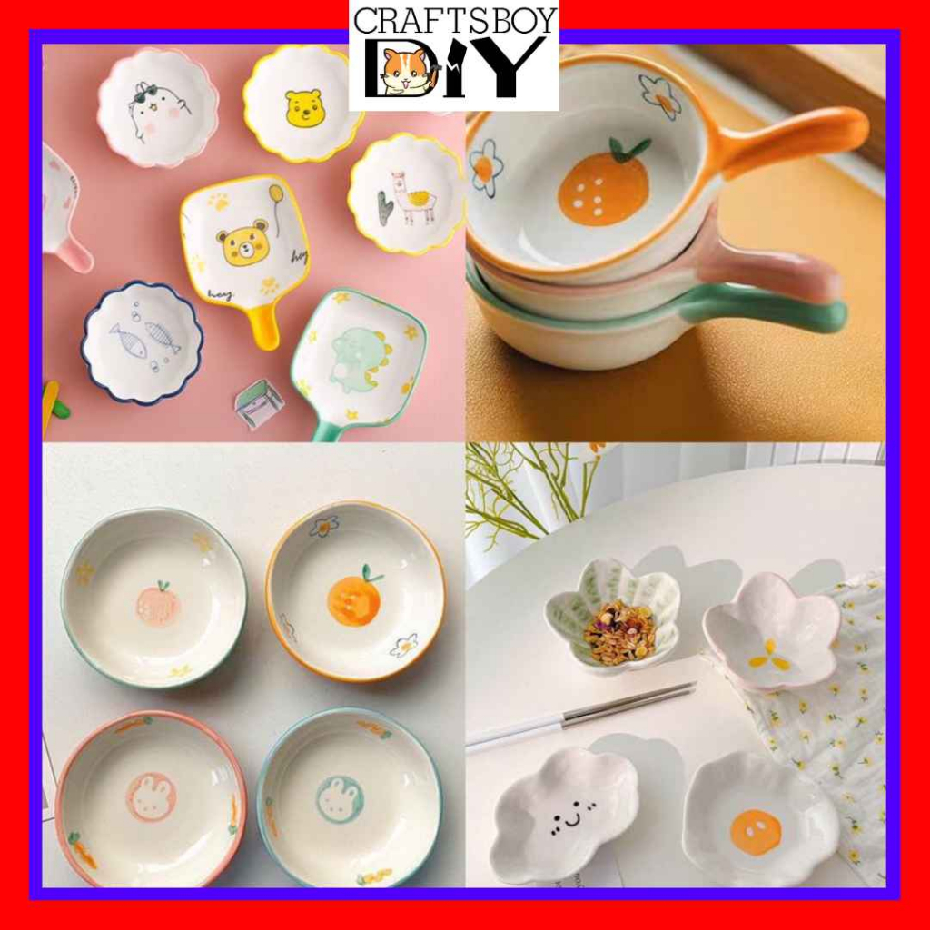 Small Handle Cute Food Round Bowl Ceramic Hamster Small Animals Dipping ...