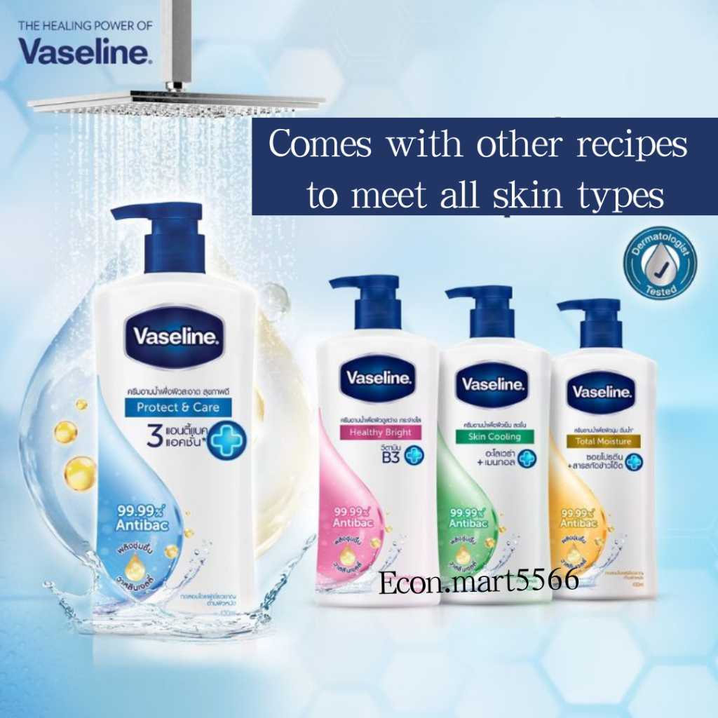 Vaseline Healthy Plus Body Wash Shower Cream Bath Nourish Healthy Skin ...