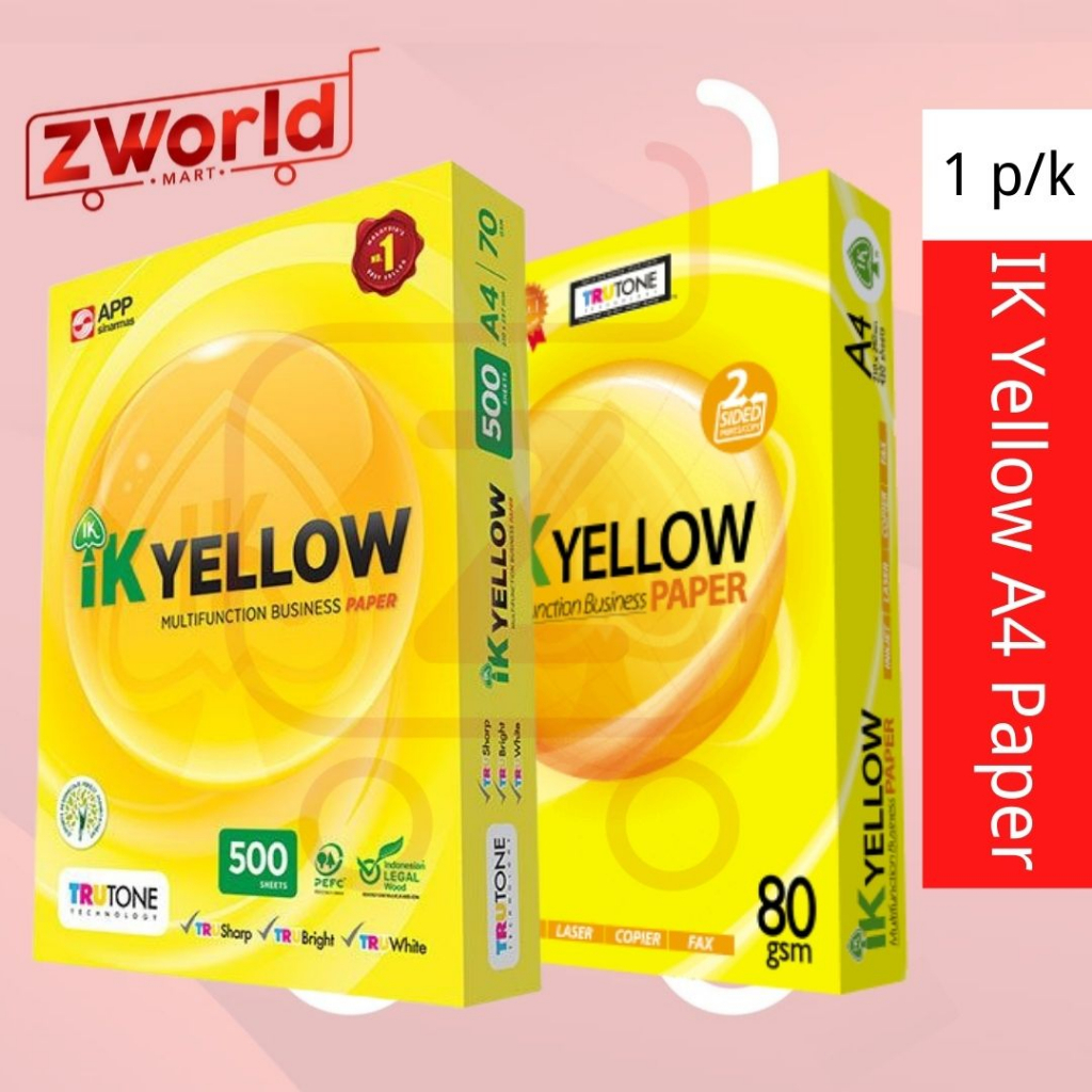 IK Yellow A4 Paper 70gm X 500 sheets / 80gm X 450 sheets | Shopee Malaysia