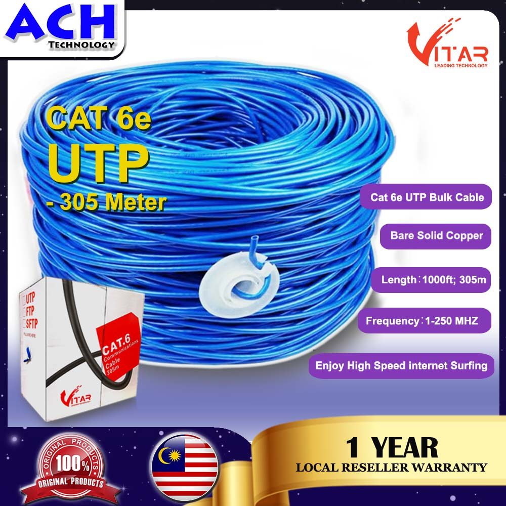 VITAR UTP Cat6e Network Bulk Cable Length 305 Meter 23 AWG | Shopee ...