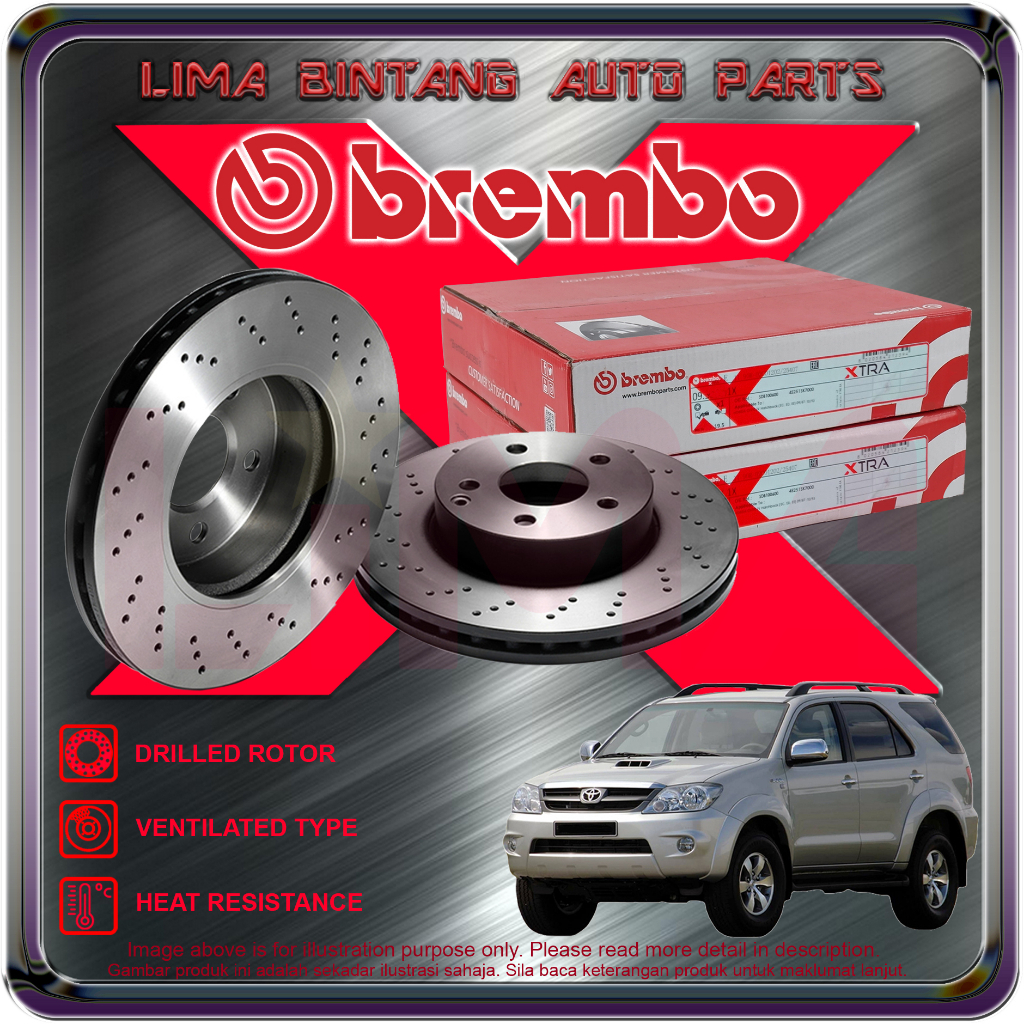 Toyota Fortuner TGN50 TGN60 Front Drilled Sport Brake Disc Rotor 1Pair ...