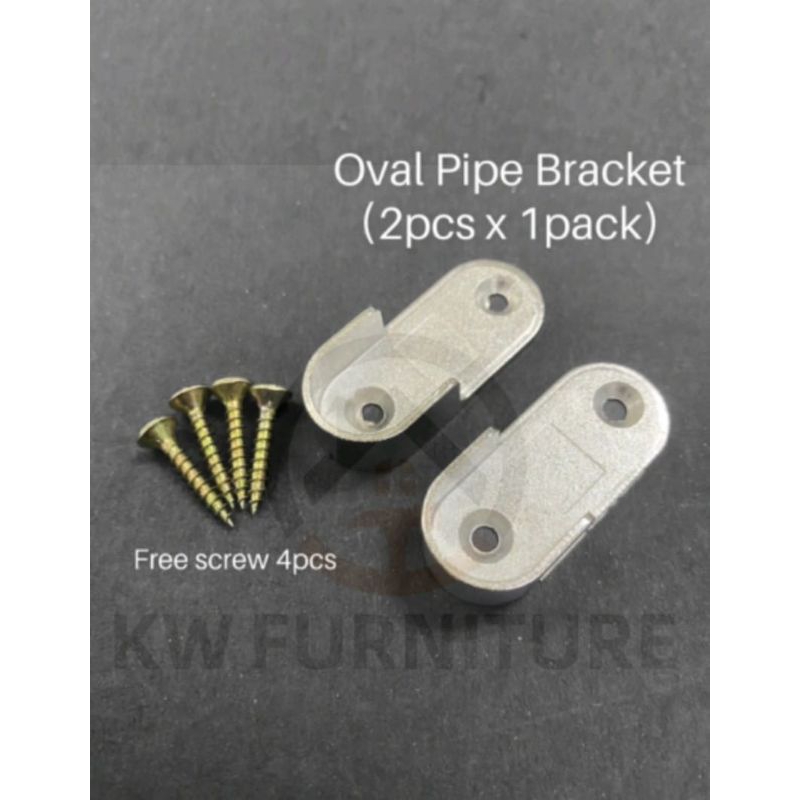 Wardrobe Clothes Oval Pipe End Bracket Holder Bracket Pengantung Baju ...