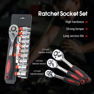 12PCs Set Heavy Duty Ratchet Wrench Socket Spanner Tool Set Tools ...