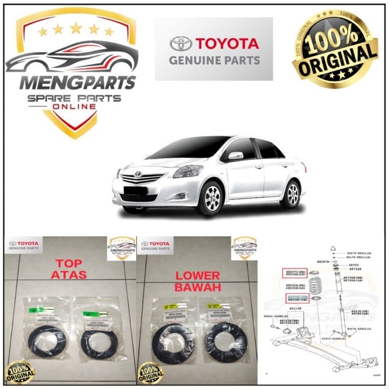 ORIGINAL 💯% TOYOTA VIOS NCP93 2008Y-2013Y REAR COIL SPRING PAD RUBBER ...