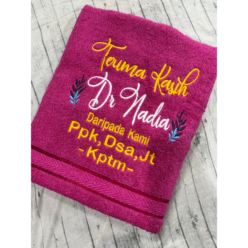 Tuala sulam bajet saiz dewasa standard,customade nama wording harga ...