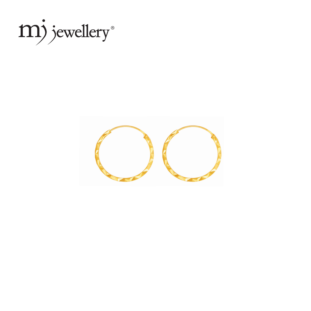 MJ Jewellery 375/9K Gold Round Earrings S77B | Shopee Malaysia