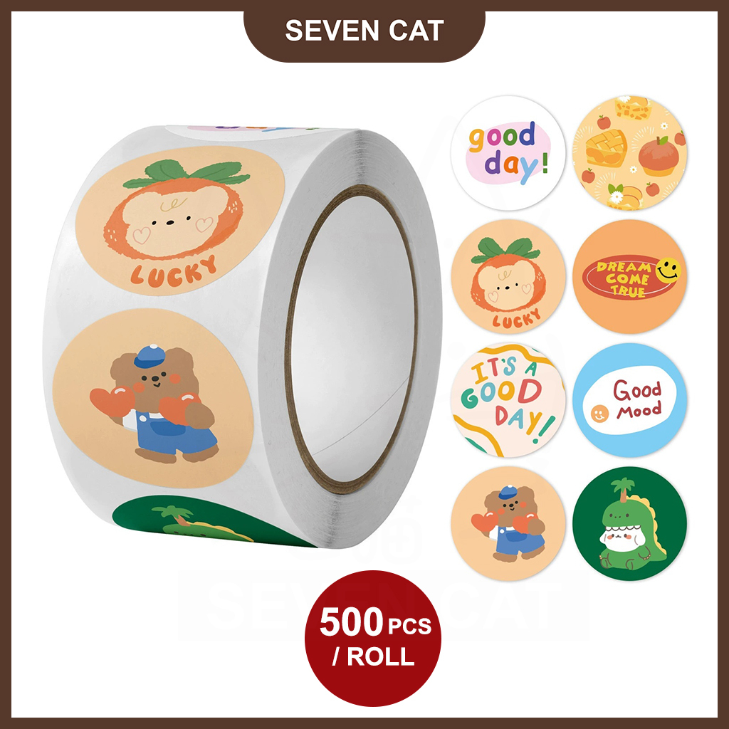 500pcs Round Cute Cartoon Sticker with 8 designs / Parcel Labels ...