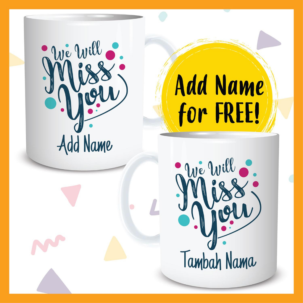Farewell Coffee Mug Gift Personalised Custom Add Name Cawan Cup Goodbye ...