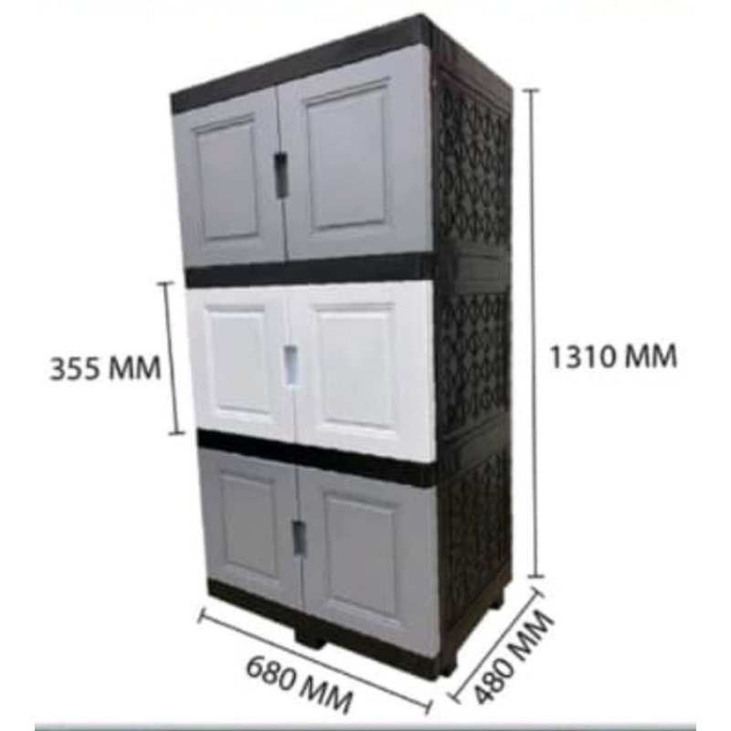 RAK ALMARI KABINET PLASTIK /Storage Cabinet 3 Tier / Plastic Cabinet ...
