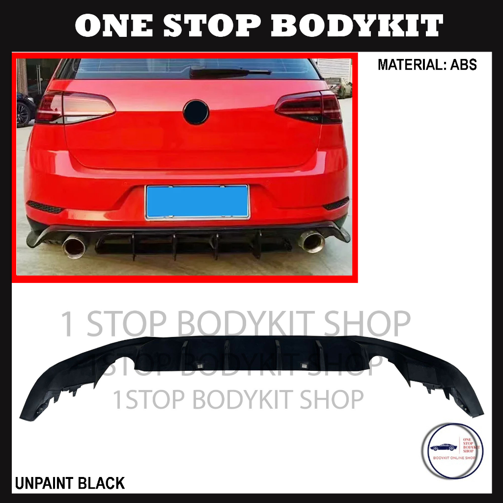 VOLKSWAGEN GOLF MK7.5 TCR STYLE REAR BUMPER DIFFUSER LIP ABS SKIRT LIP ...