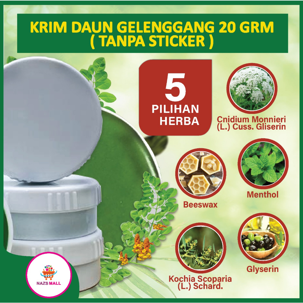 KRIM DAUN GELENGGANG 20 GRM ( TANPA STICKER ) | Shopee Malaysia