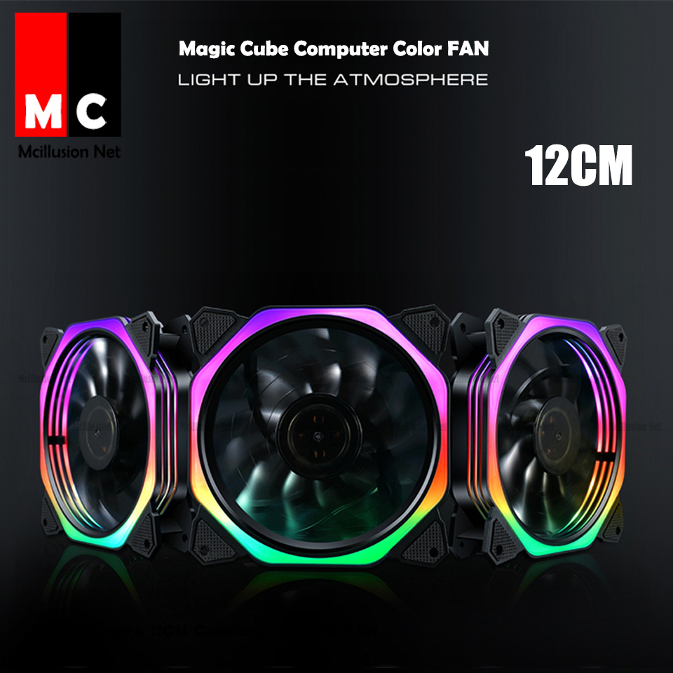Magic Cube Computer Color FAN 12cm Molex 4 pin Motherboard 3 Pin PC FAN ...