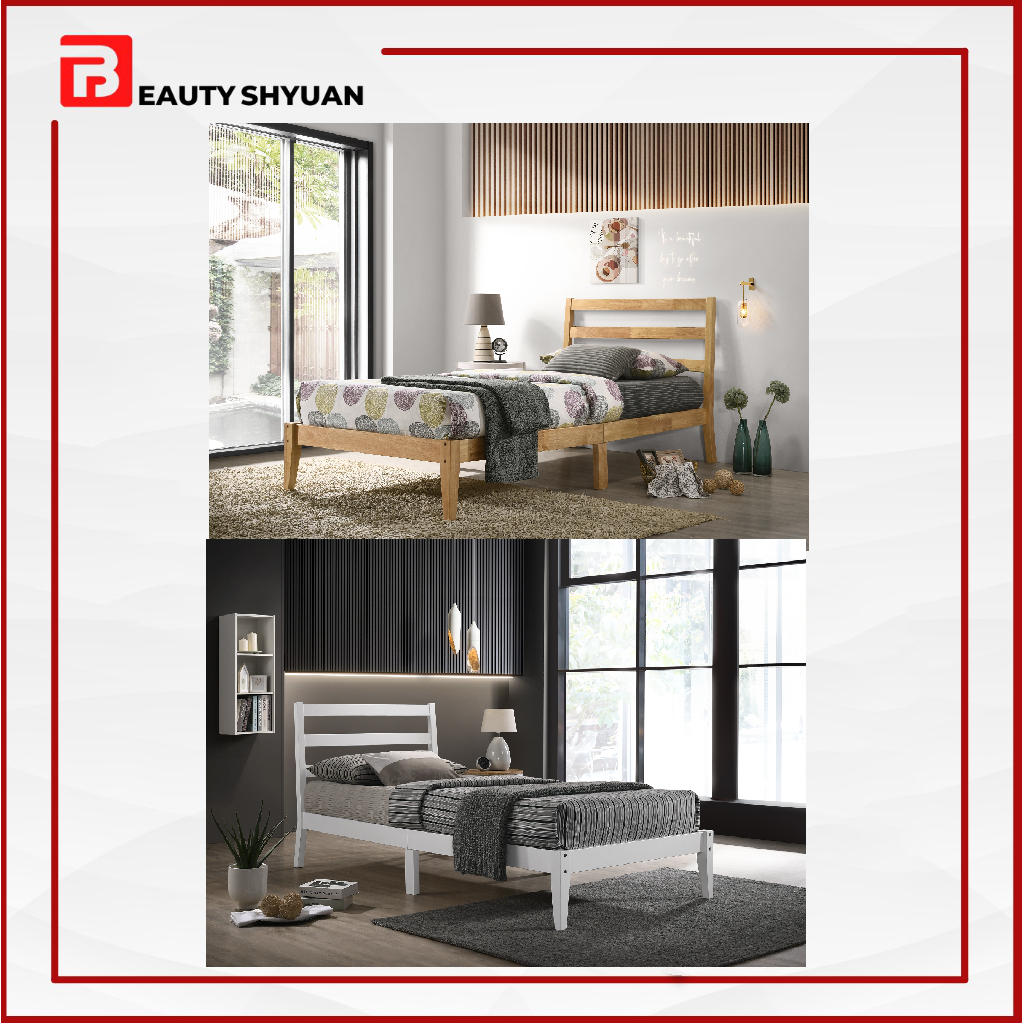 MORGAN Wooden Single Bed Frame Single Bedframe Katil Single Kayu Katil ...