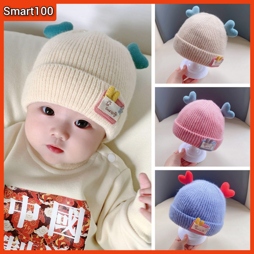Baby Cotton Beanie kid hat winter Snowcap cute wool knitted topi budak ...