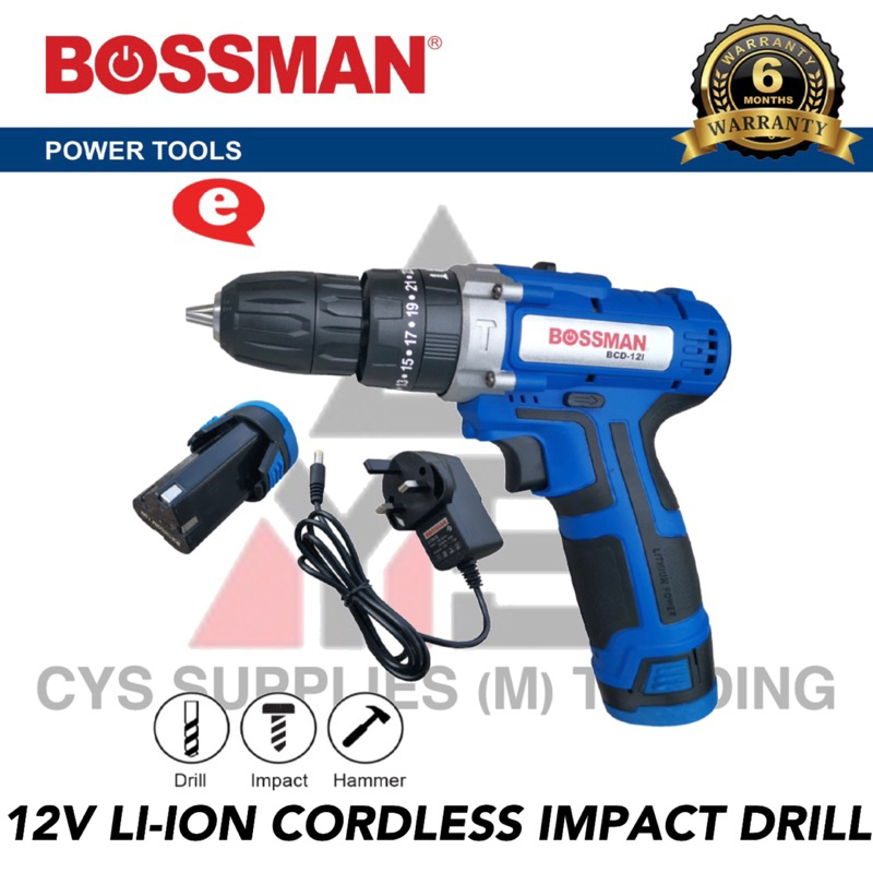 (100% QUALITY) BOSSMAN 12V LI-ION CORDLESS IMPACT DRILL (BCD12I ...