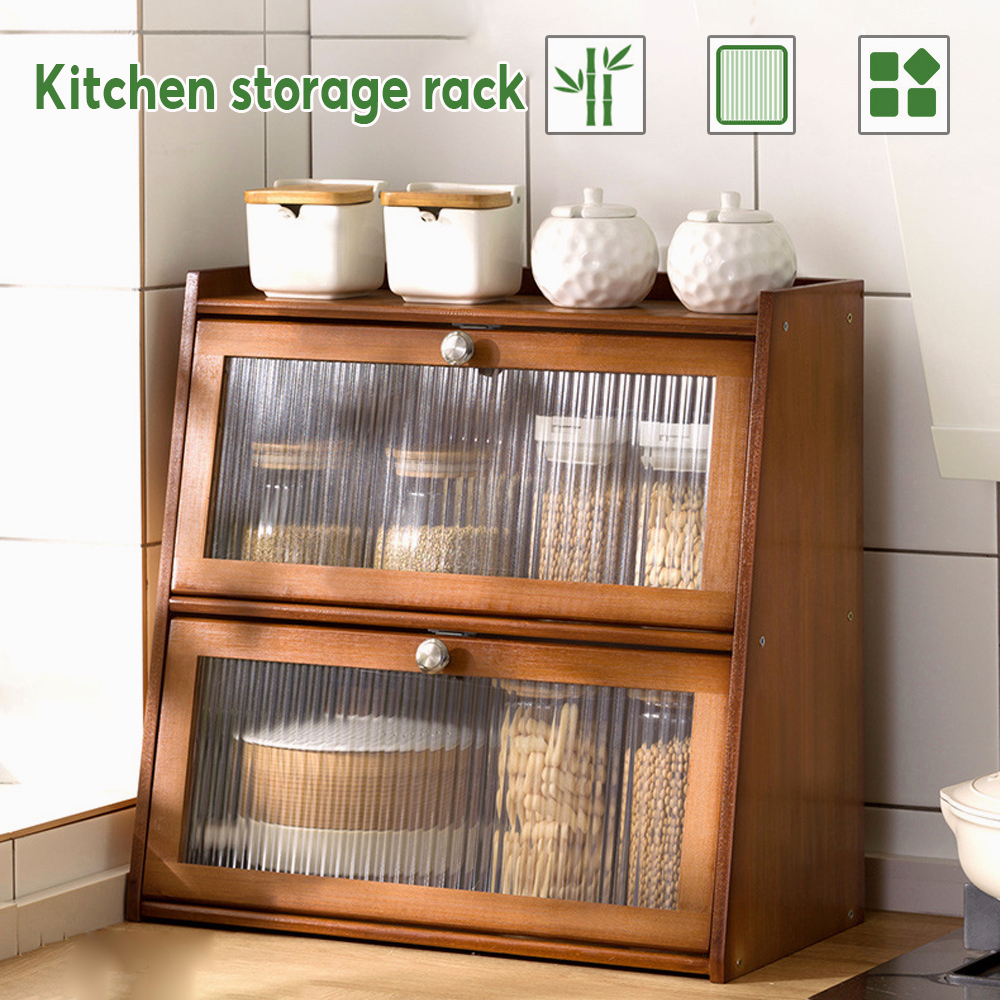 Ready Stock Muji Style Bamboo Cabinet 50cm Almari Coffee storage rak ...
