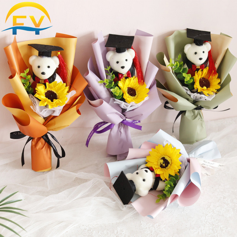 FY Graduation Bear Cute Bear Decoration Bear Cartoon Bouquet Flower ...