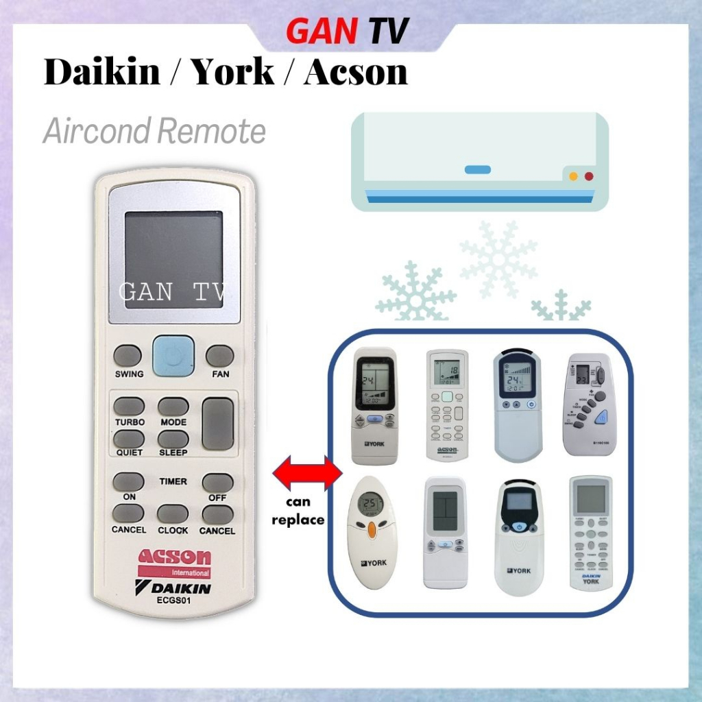 Heavy Duty Daikin York Acson Air Conditioner Aircond Air Cond Remote ...