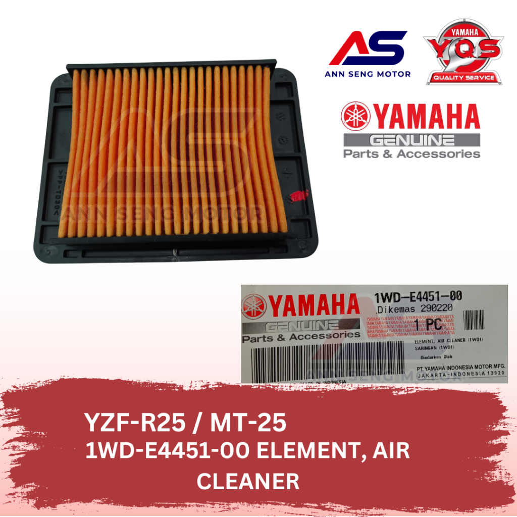 YAMAHA YZF-R25 / MT-25 ELEMENT, AIR CLEANER ORIGINAL (1WD-E4451-00 ...