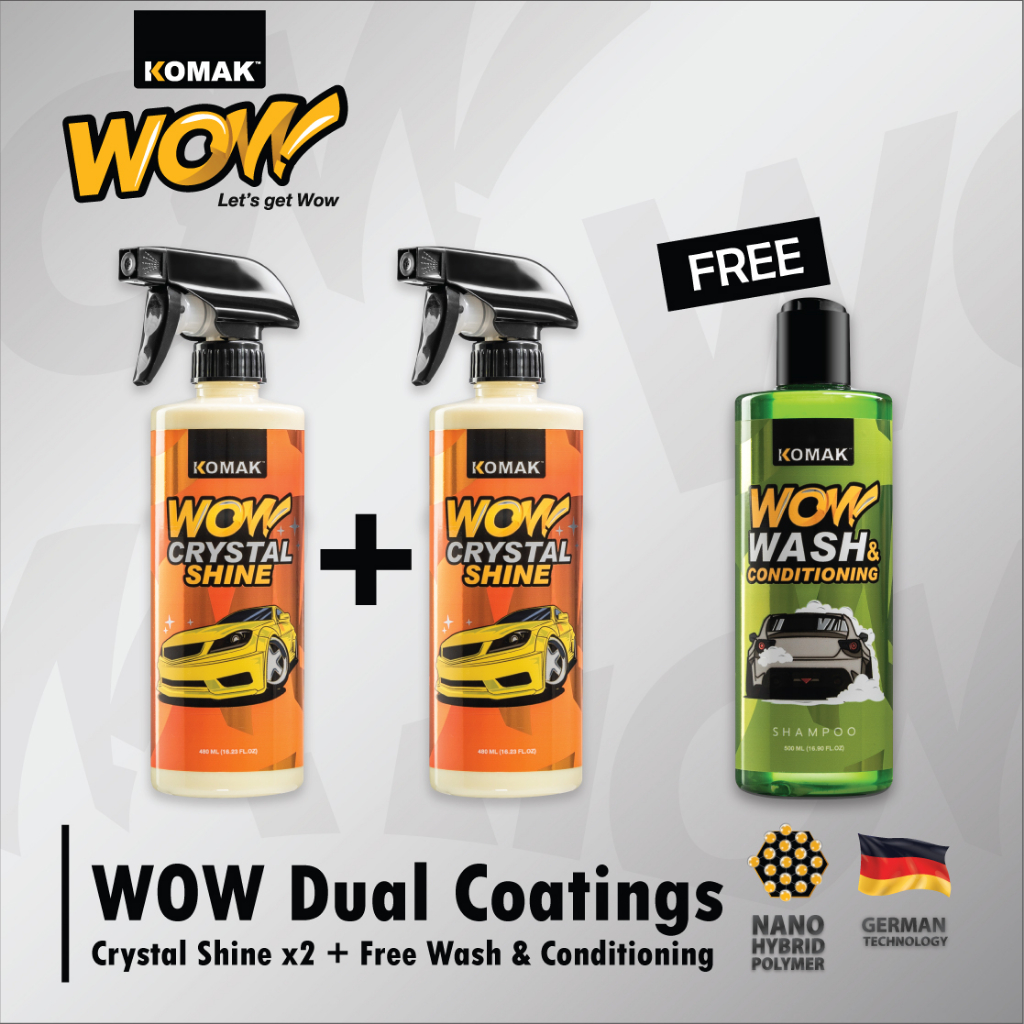 Komak Wow! Wow Dual Coatings 500ml - Crystal Shine x2 + Free Wash ...