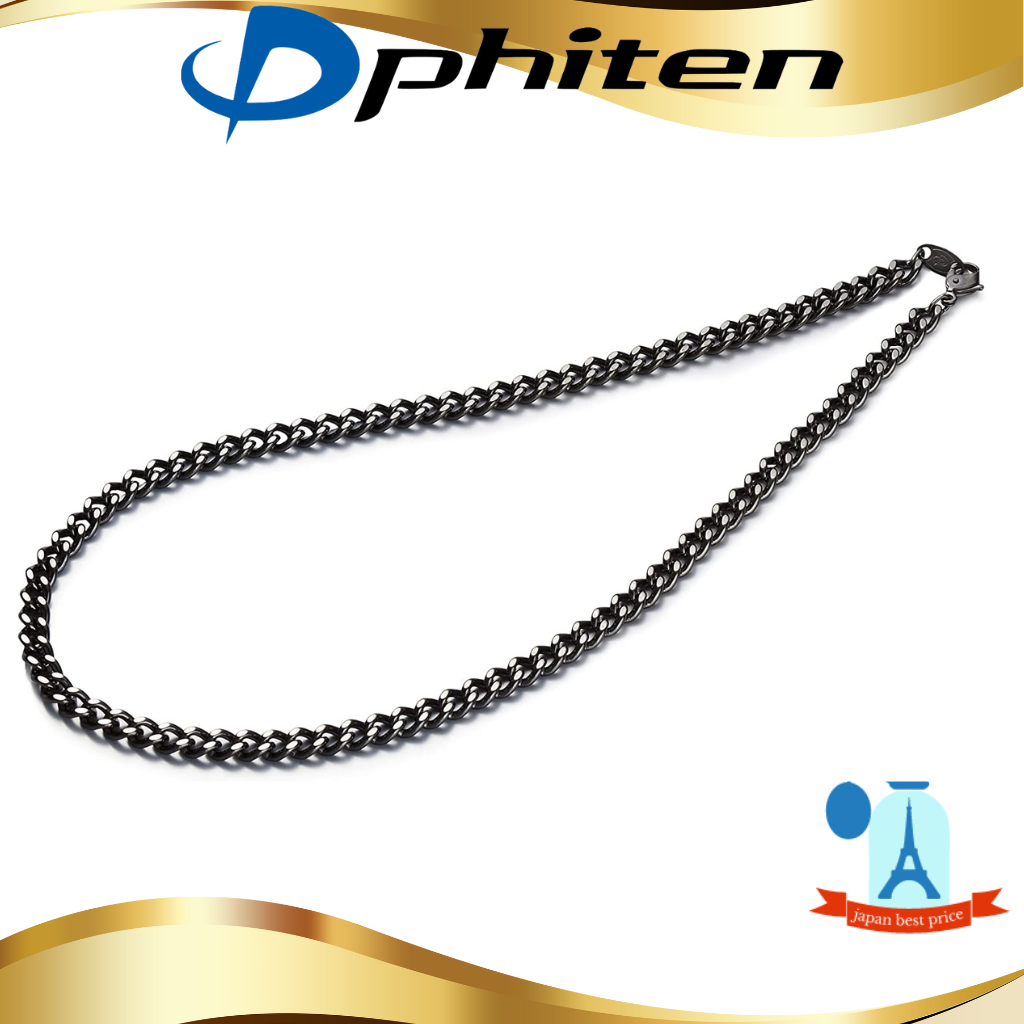 Japan shipment Phiten Titanium Carbonized Chain Necklace Width 6mm ...