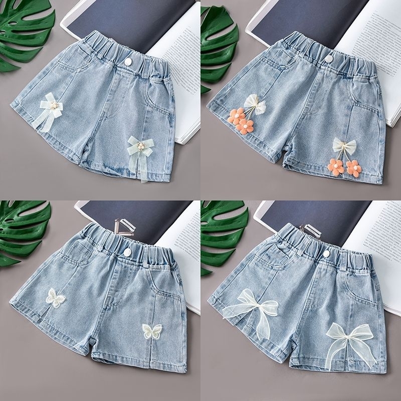 kids Girls denim Children's casual short pants 女童牛仔短裤洋气儿童女宝宝休闲裤子 ...