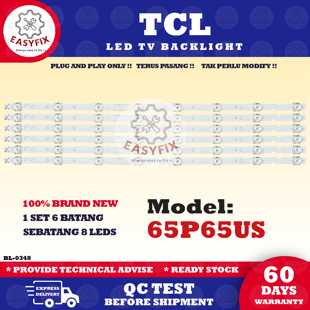 65P8M / 65P65US TCL 65 INCH LED TV BACKLIGHT ( LAMPU TV ) BACKLIGHT TV ...