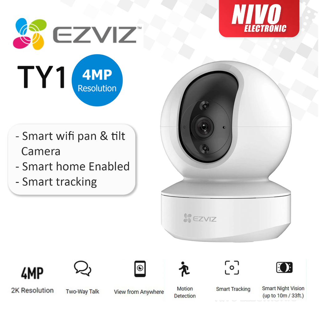 EZVIZ TY1 2MP/4MP Pan Tilt WiFi Home Security CCTV IP Security Camera ...