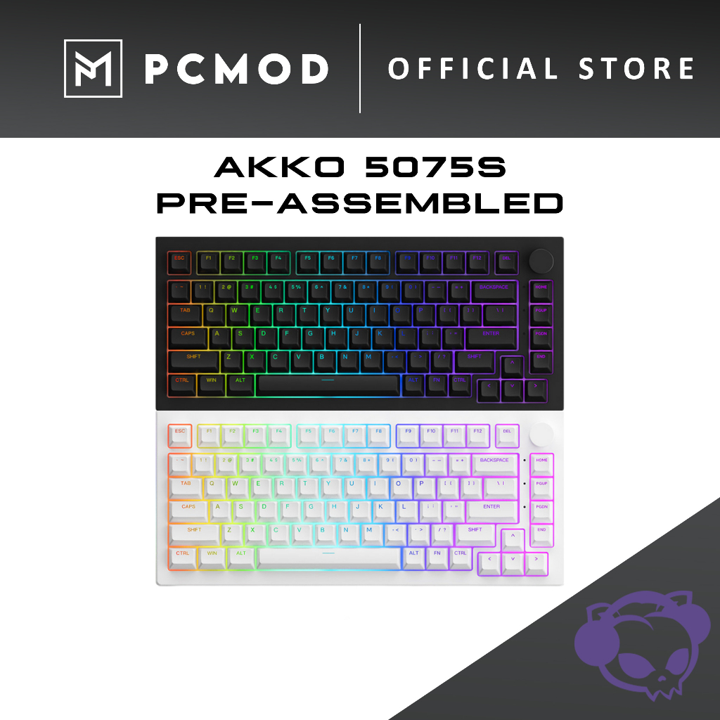 Akko 5075S ASA Shine-through Fully Assembled Hot-Swap Keyboard w/ Gateron Yellow Switches (Lubed ...
