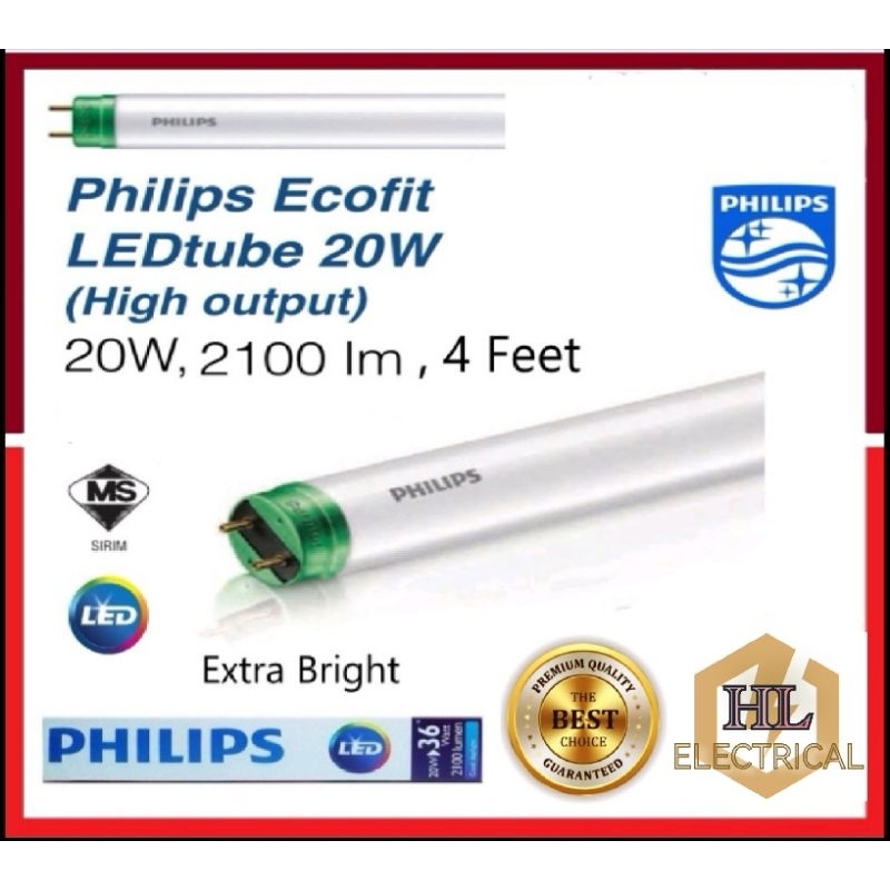 PHILIPS ECOFIT 20W T8 LED TUBE 4FT 6500K (without started) | Shopee Malaysia