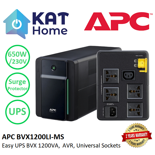 APC EASY UPS BVX1200LI-MS BVX 1200VA,230V, AVR, UNIVERSAL SOCKET WITH ...