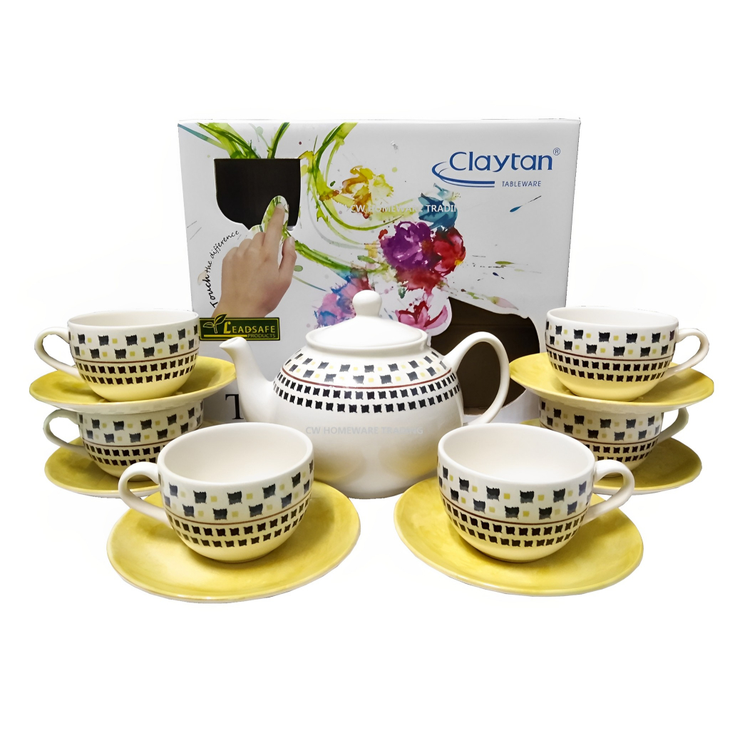 Claytan 1617FS Calika Yellow 14Pcs (6Pax) Set Teh | Set Cawan Teh ...