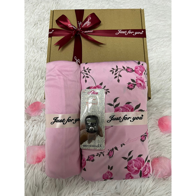 Set Surprise Gift Box Telekung / Kain telekung Viscose Printed Bunga ...