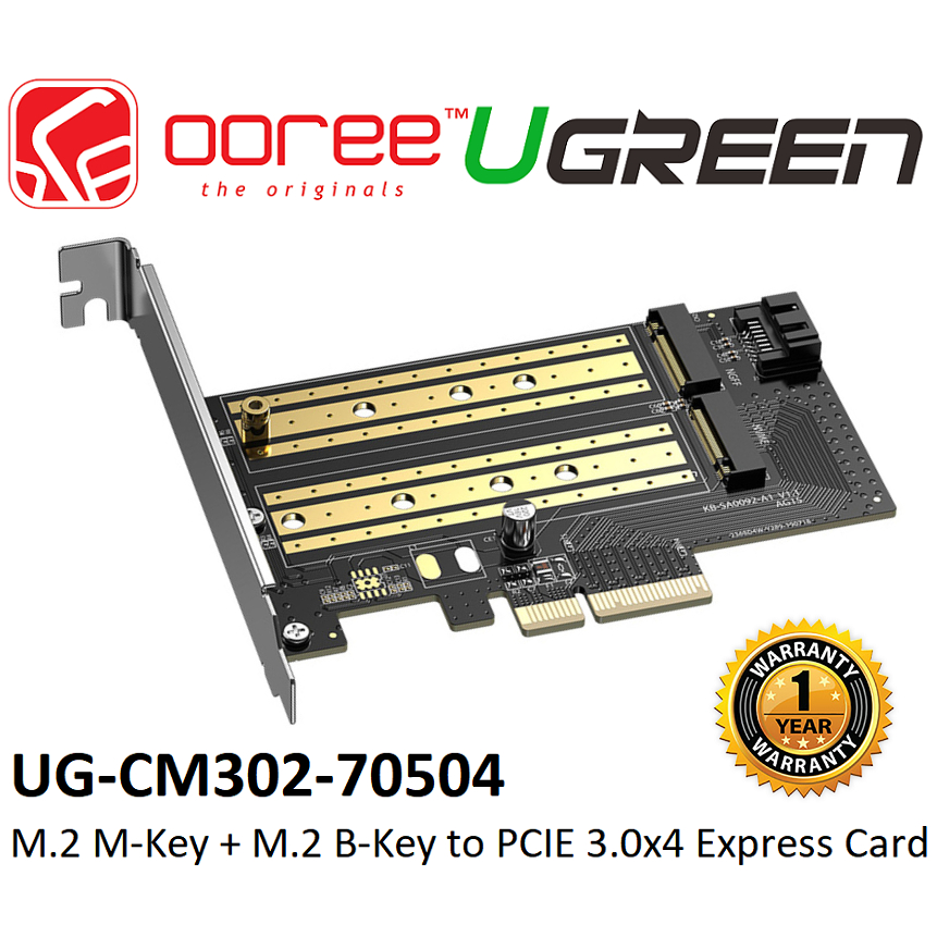UGREEN M.2 M-KEY + M.2 B-KEY TO PCI-E 3.0 X4 EXPRESS CARD SUPPORT M.2 ...