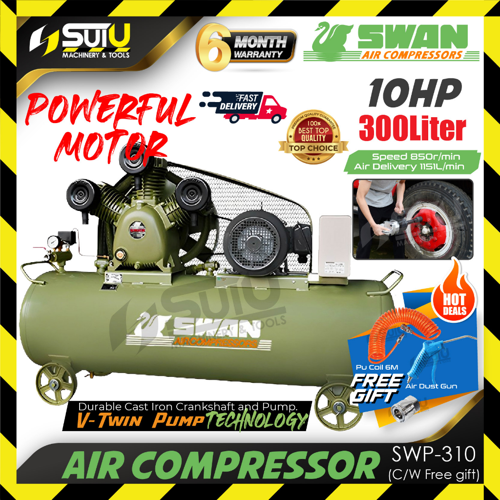 【100% ORIGINAL】SWAN SWP-310 / SWP310 10HP 8Bar 300L Air Compressor ...