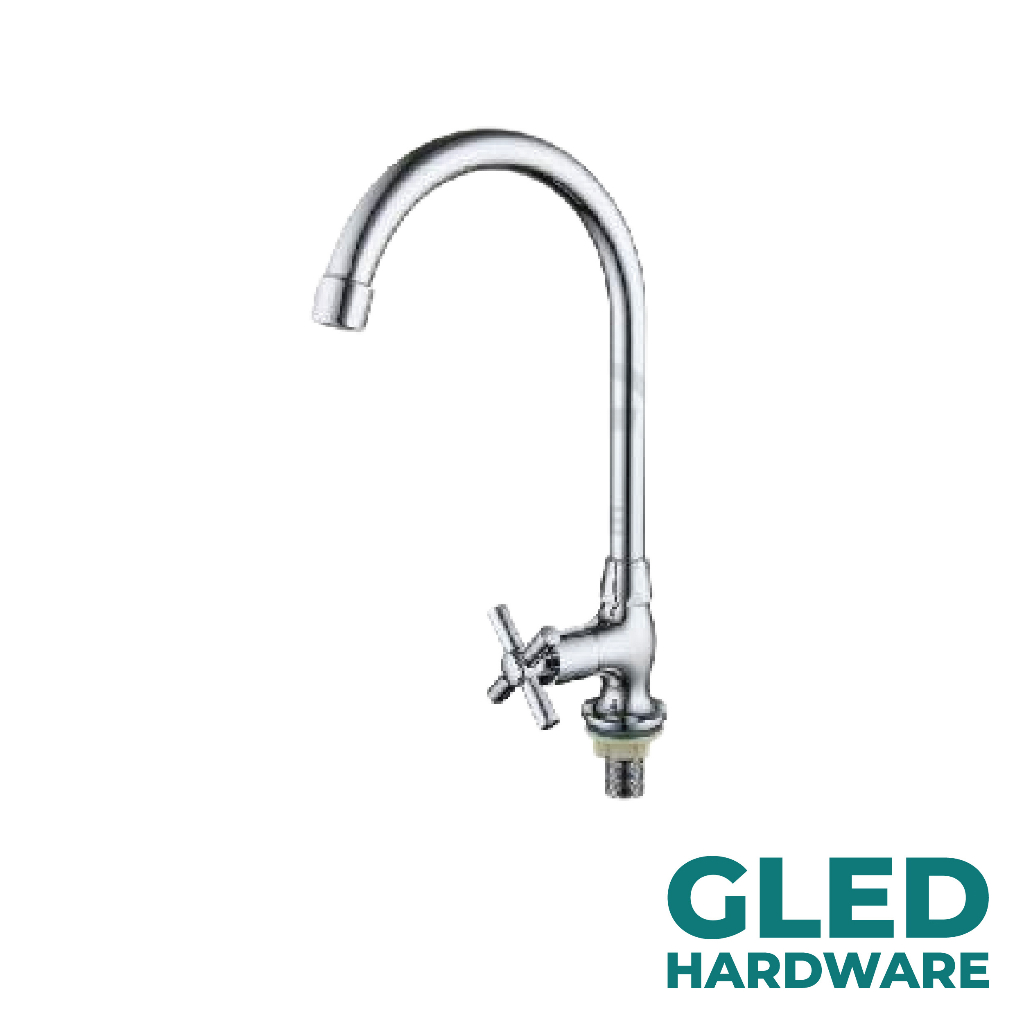 DOE RX115(RP) CROSS HANDLE PILLAR MOUNTED KITCHEN TAP / KEPALA PAIP ...