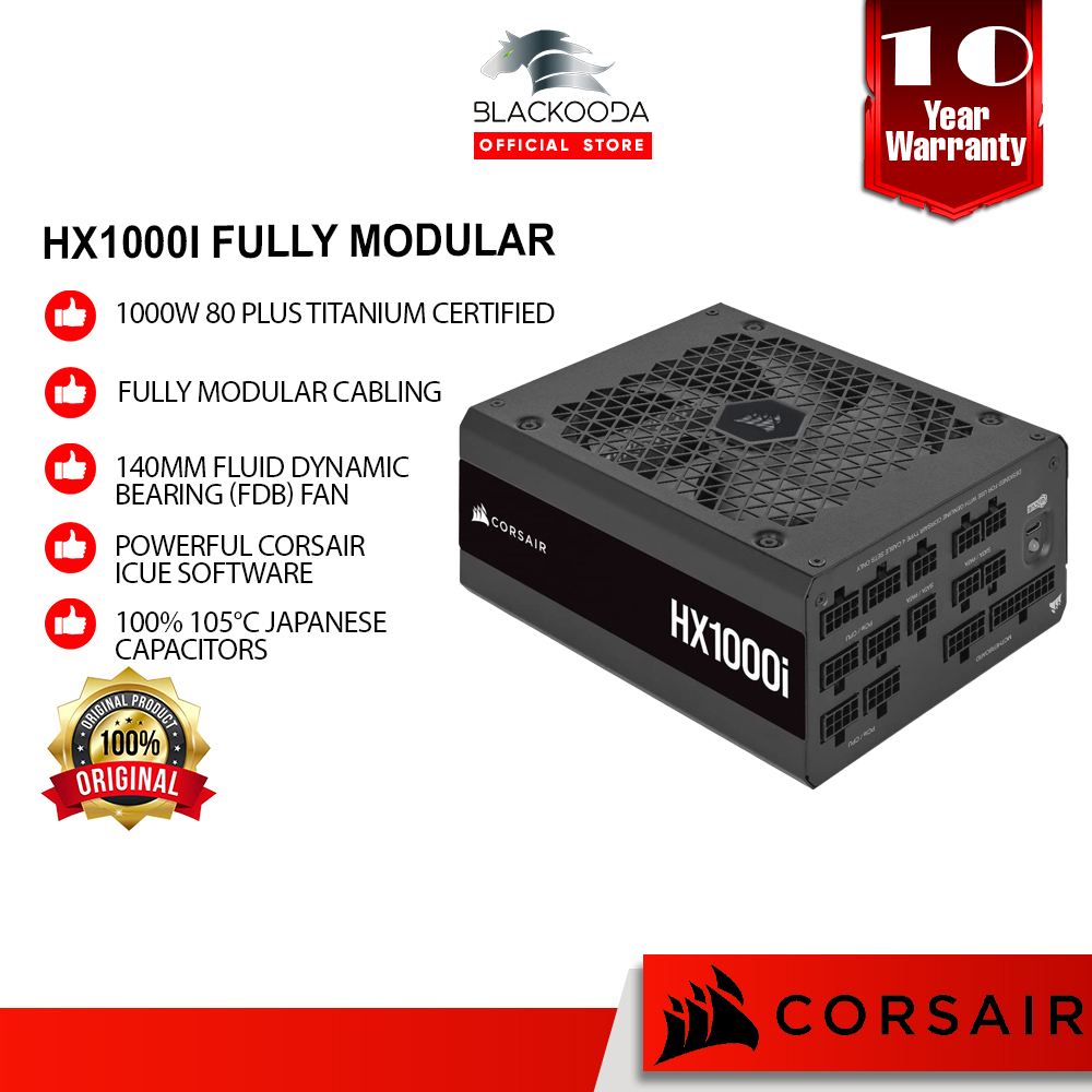 CORSAIR 1000W HX1000i 80+ PLATINUM FULL MODULAR POWER SUPPLY - 10 Years ...