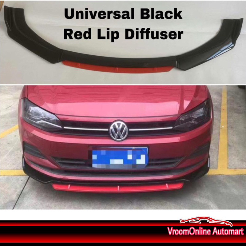 Universal Front Bumper Diffuser Lip Black Red | Shopee Malaysia
