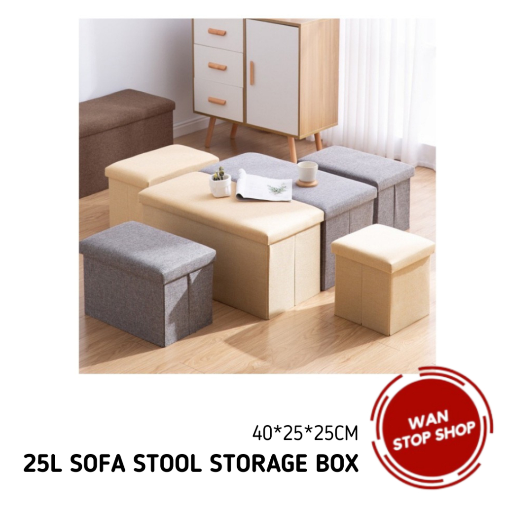 25L Sofa Stool Storage Box Foldable Storage Box | Shopee Malaysia