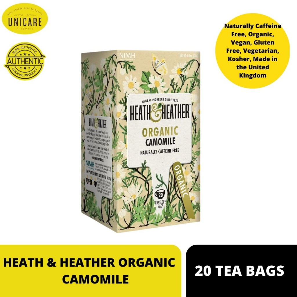 HEATH & HEATHER ORGANIC CAMOMILE (20 TEA BAGS). Naturally Caffeine Free ...