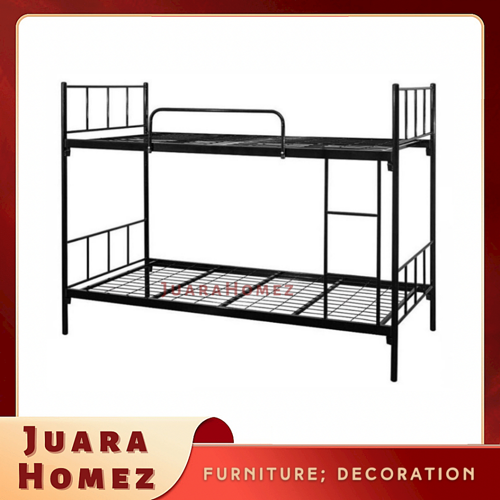 Black Double Decker Bedframe/ Katil Besi Dua Tingkat Hitam /Metal ...