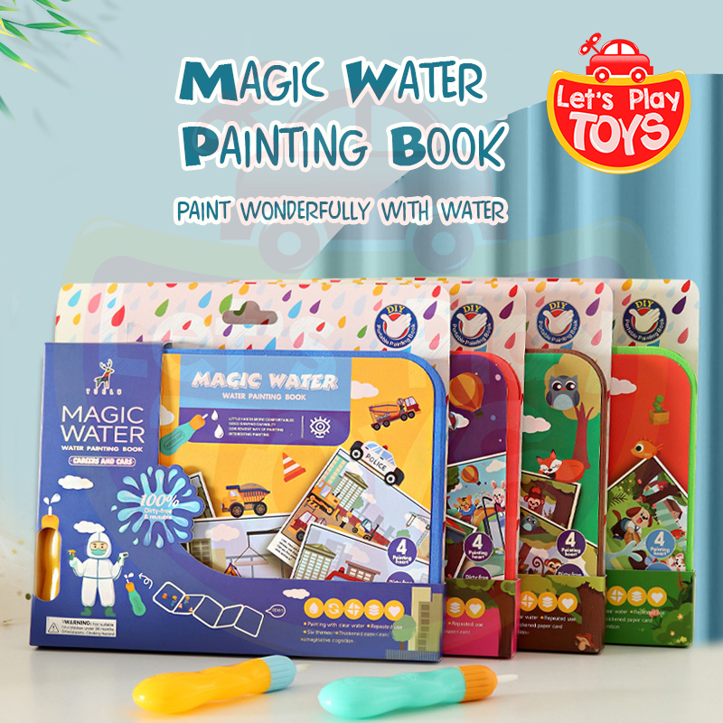 Magic Water Painting Book Reusable Water-Reveal Activity Pad Gift for ...