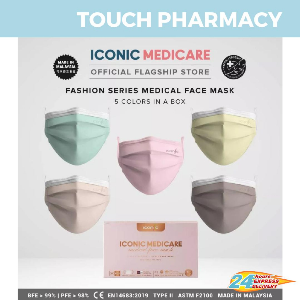 ICONIC 3PLY ADULT Face Mask - FASHION 50's/BOX | Shopee Malaysia