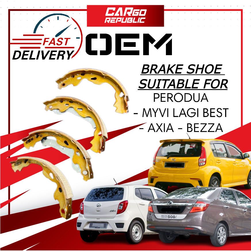 Perodua Myvi Lagi Best , Axia , Bezza Brake Shoe Rear (Belakang) Best ...