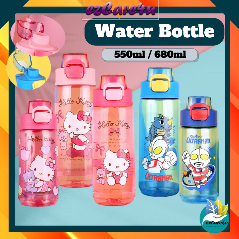 Ultraman Hello Kitty Kids Bottle BPA Free 550ml 680ml TRITAN Water Bottle Direct Drink Lid Botol ...