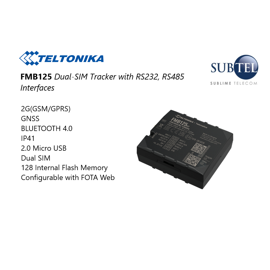 CLEARANCE Teltonika FMB125 Dual-SIM Tracker with RS232, RS485 ...